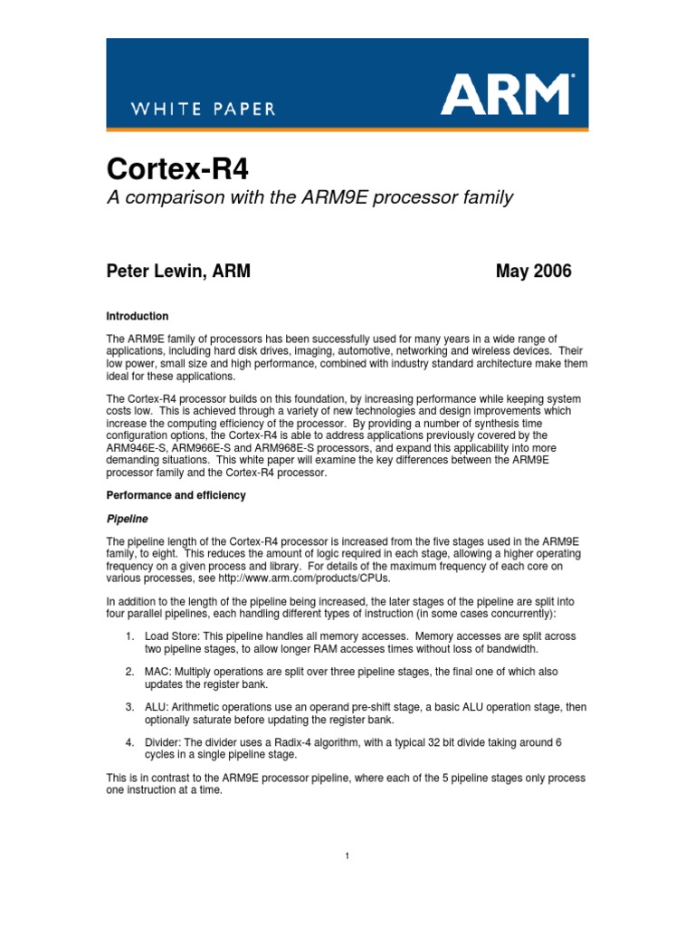 Cortex-R4 vs ARM9E: Key Differences | PDF | Arm Architecture | Central ...