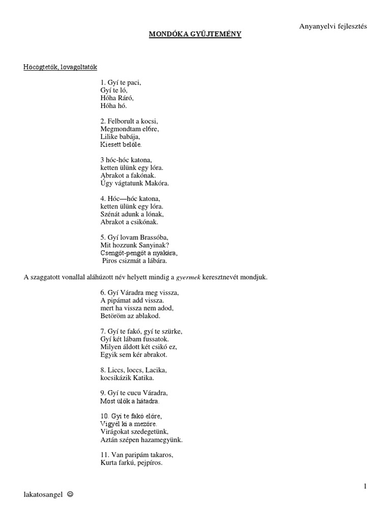 Mondóka Gyűjtemény | PDF