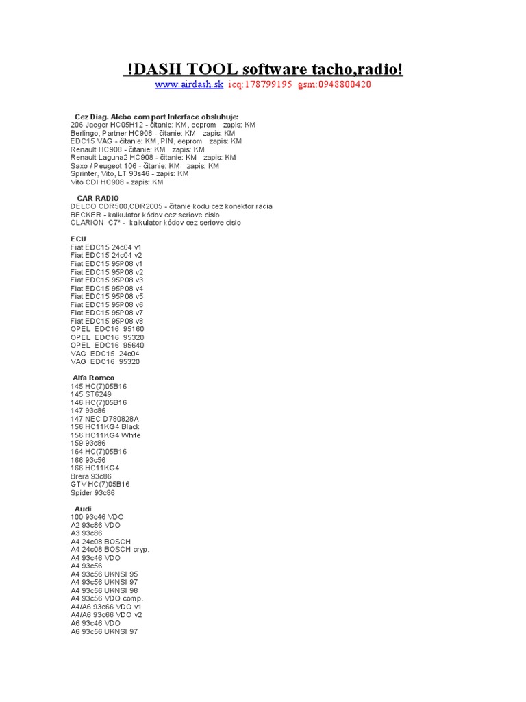 Dash Tool Software Tacho | PDF | Computers | Technology & Engineering