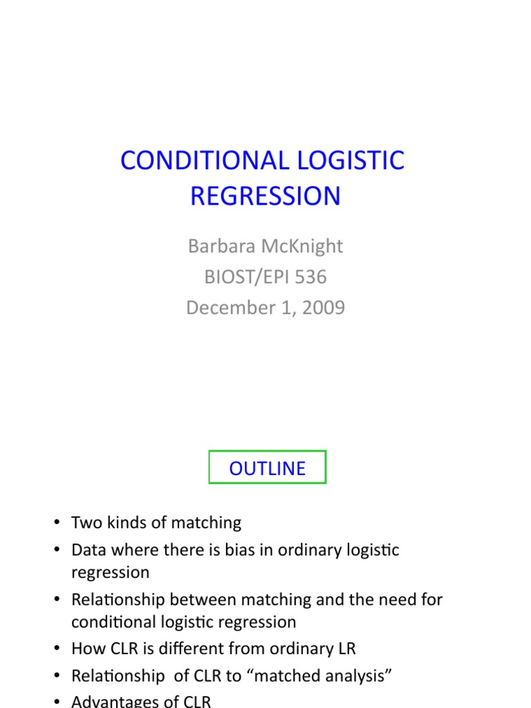 Conditional Logistic Regression Models | PDF | Logistic Regression | Regression Analysis