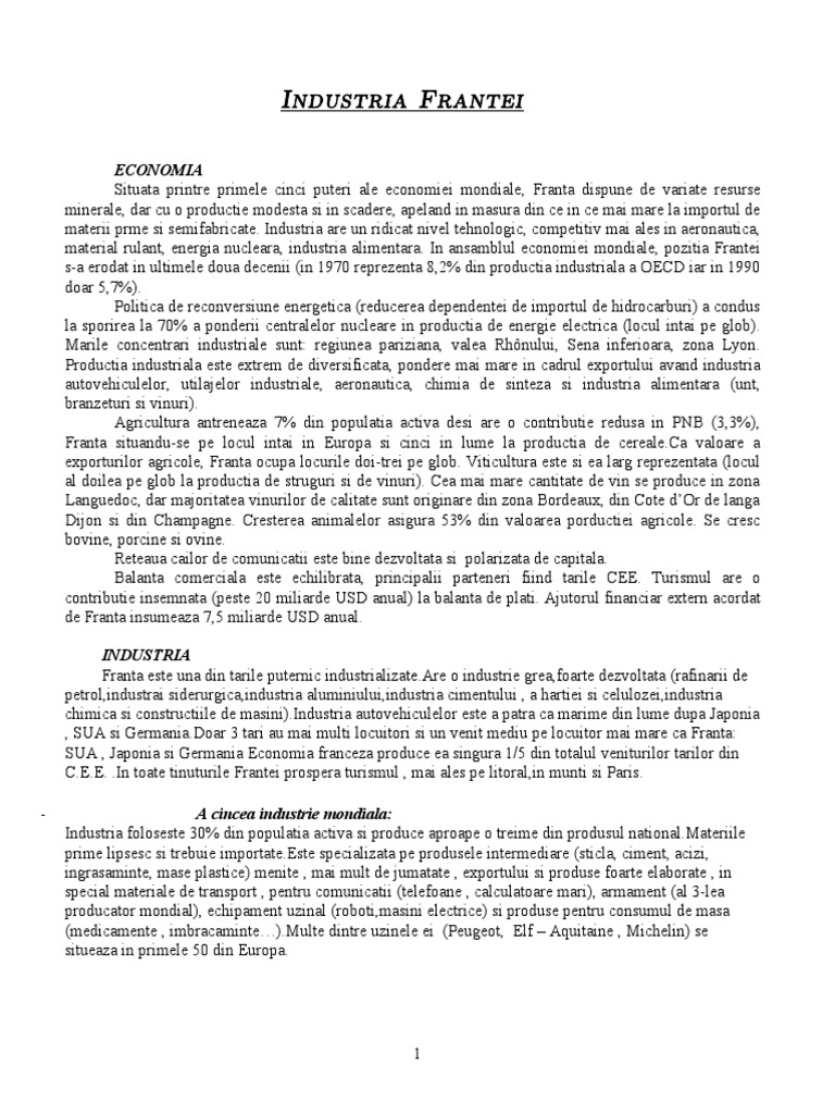 Industria Frantei | PDF
