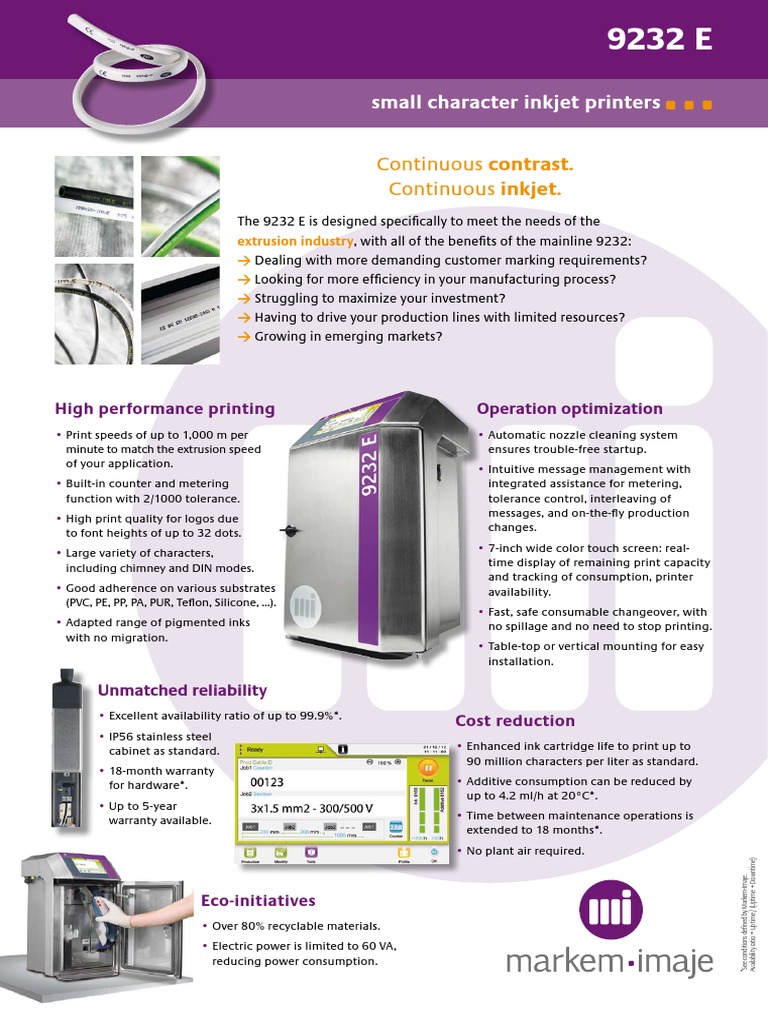 Markem Imaje 9232 E DS HQ B2 | PDF | Printer (Computing) | Computer Hardware