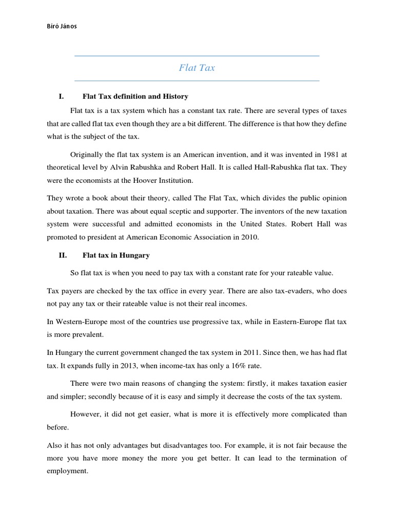 I. Flat Tax Definition and History | PDF | Finance & Money Management ...