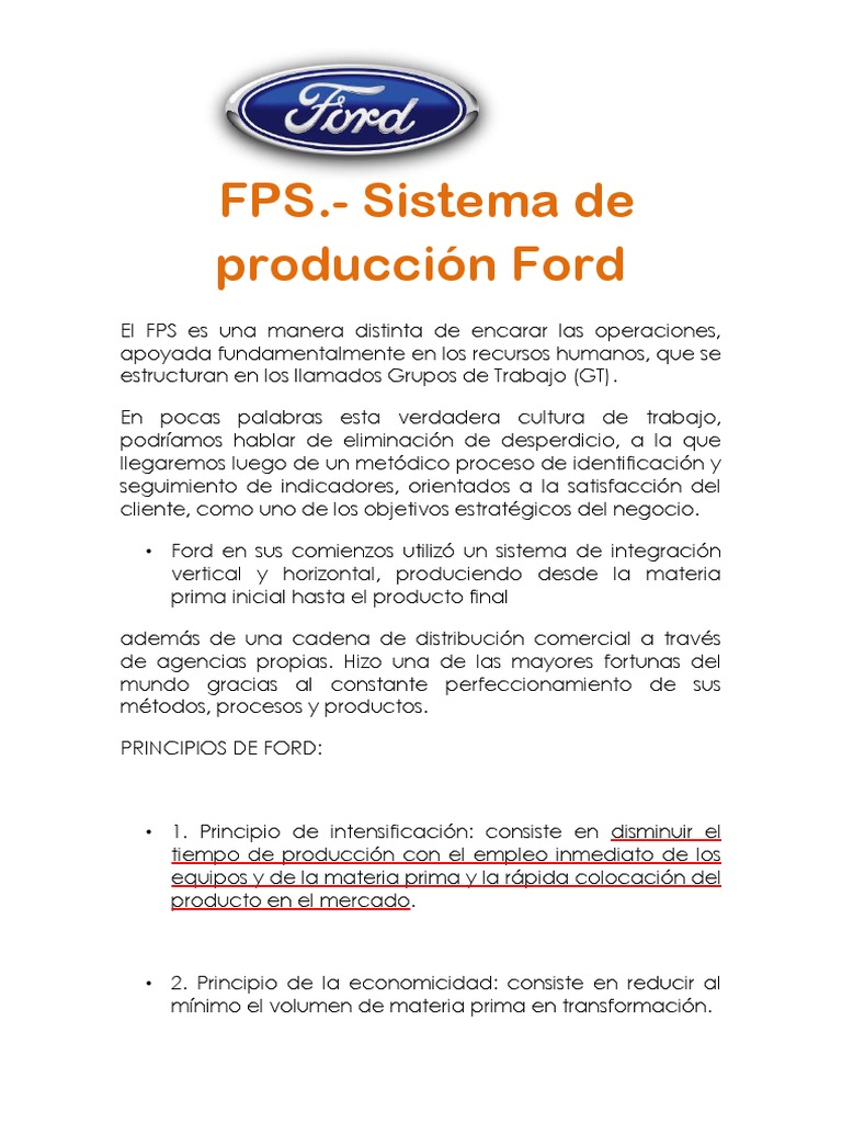 Sistema de Producción Ford (FPS) | PDF | Inventario | Industrias