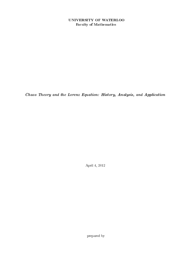 Chaos Theory and The Lorenz Equation | PDF | Chaos Theory | Theoretical ...