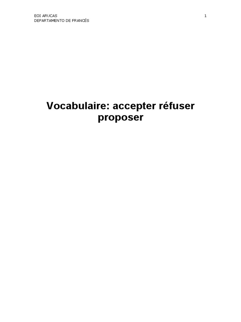 Accepter et Refuser en Français | PDF