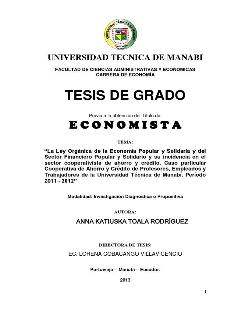 Ejemplo de Tesis | Cooperativa | Institución