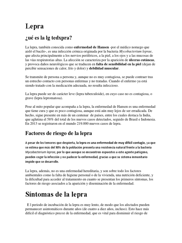 Lepra | PDF | Lepra | Ciencias de la Salud