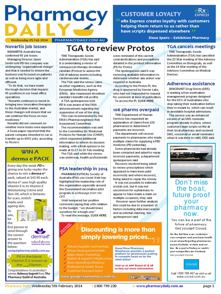 Pharmacy Daily For Wed 05 Feb 2014 - TGA To Review Protos, 106 ...