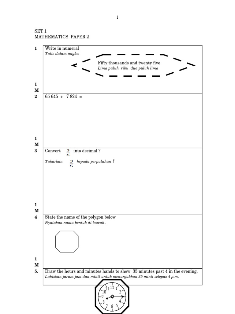SEt 1 - 20 Math Paper 2 | PDF