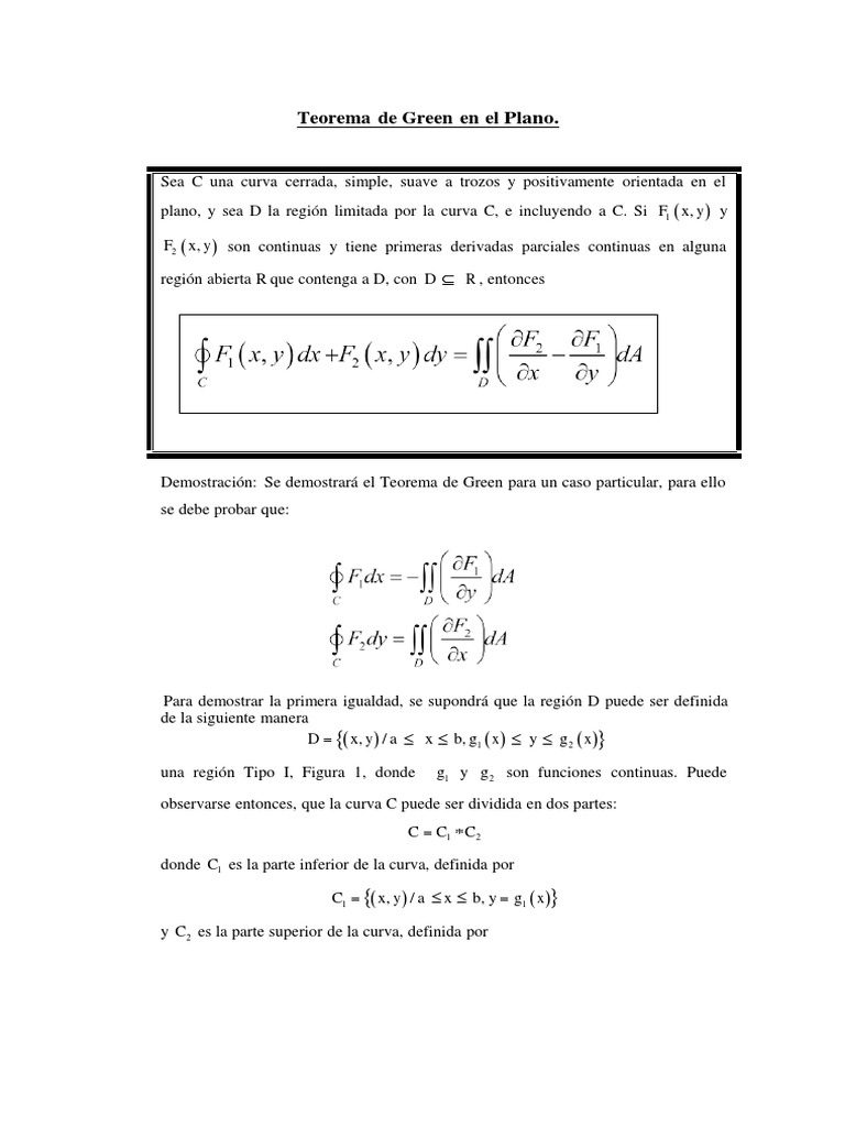 Teorema de Green en El Plano | PDF | Integral | Curva