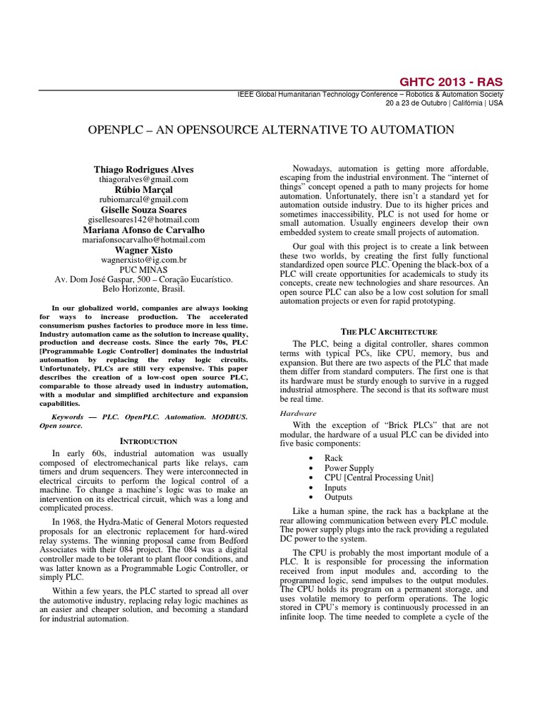 OpenPLC - An Opensource Alternative For Automation | PDF | Programmable Logic Controller ...