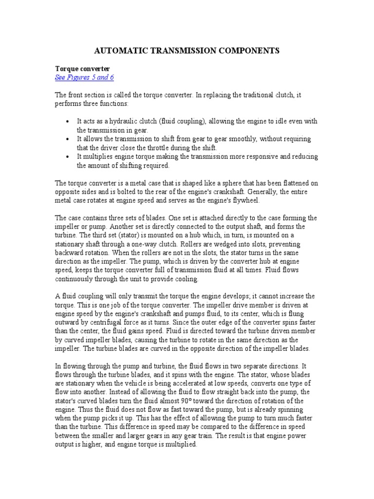 Automatic Transmission Components | PDF | Transmission (Mechanics) | Automatic Transmission