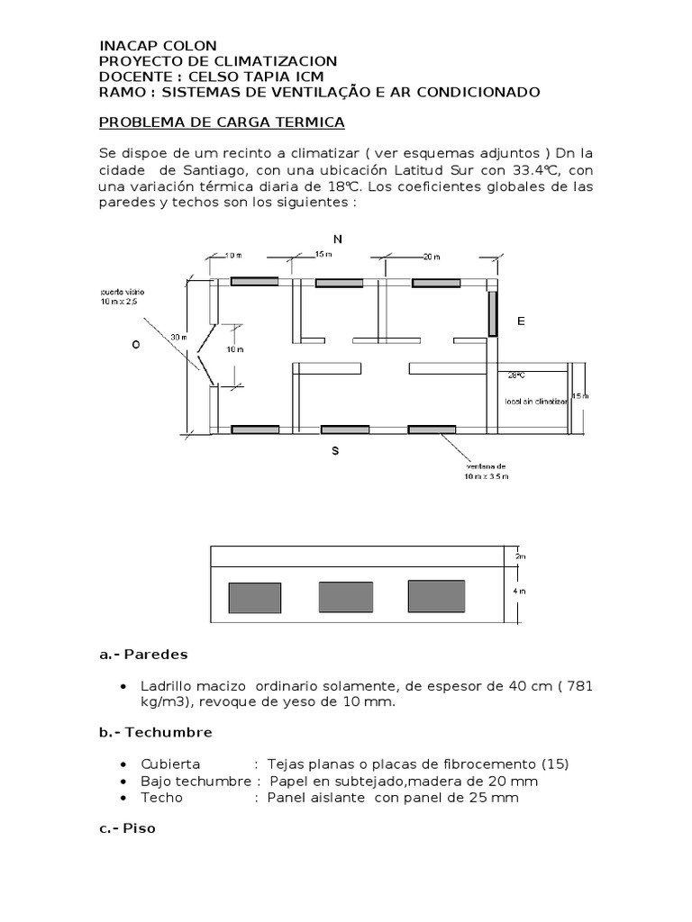 Guia Proyecto Climatizacion Ejemplo de Calculo de Carga Termica | PDF ...
