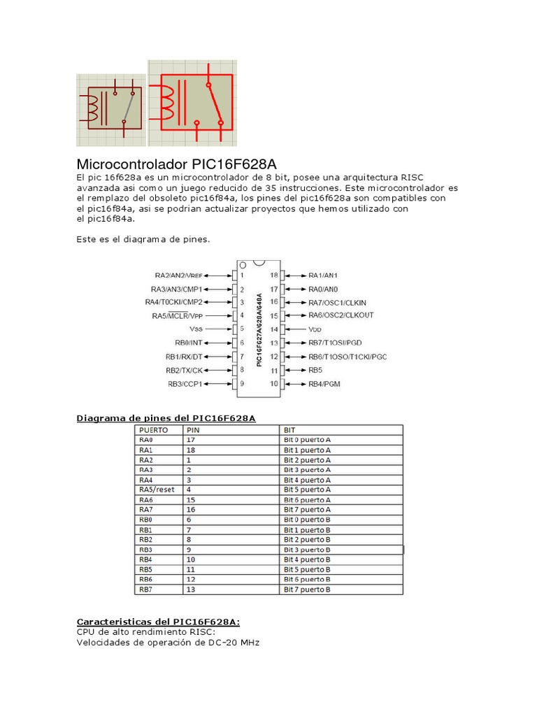 Microcontrolador PIC16F628A | PDF | Microcontrolador | Inductor