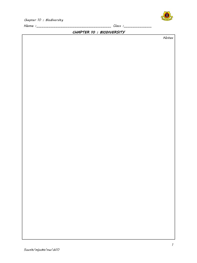 Biodiversity Exercises for Form 2 | PDF | Science & Mathematics