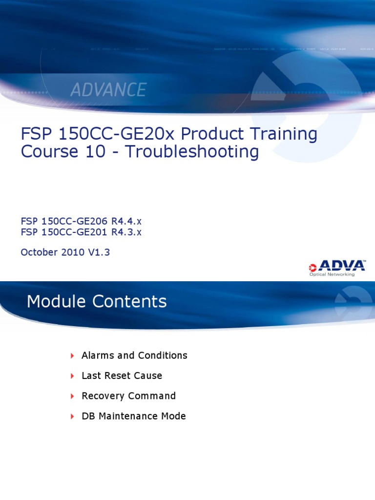 Adva - Training - FSP 150CC-GE20x R4.x Course - 10 - Troubleshooting ...