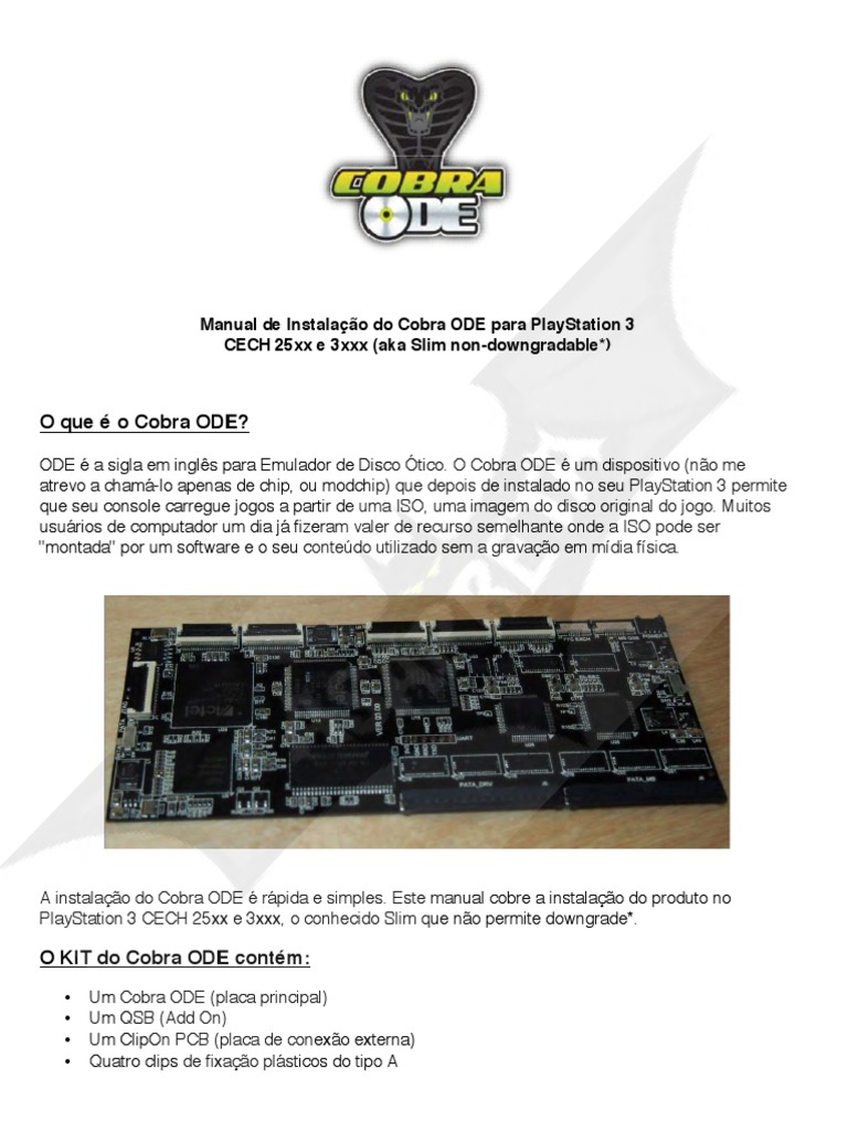 Instalação Cobra ODE PS3 Slim 25xx/3xxx | PDF | Playstation 3 ...