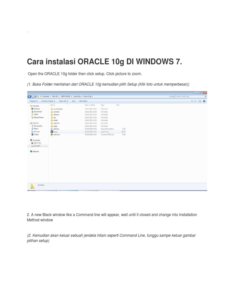 Cara Instalasi Oracle 10g Di Windows 7 | PDF | Oracle Database | Areas ...