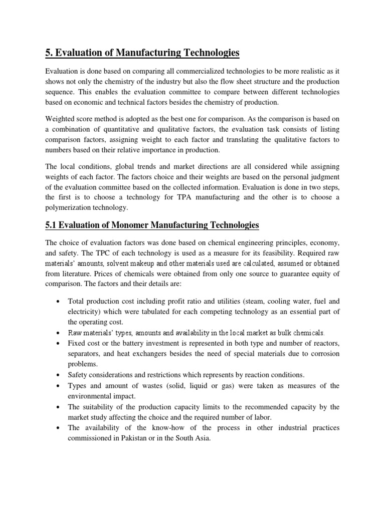 Manufacturing Technology Evaluation Guide | PDF | Physical Sciences ...
