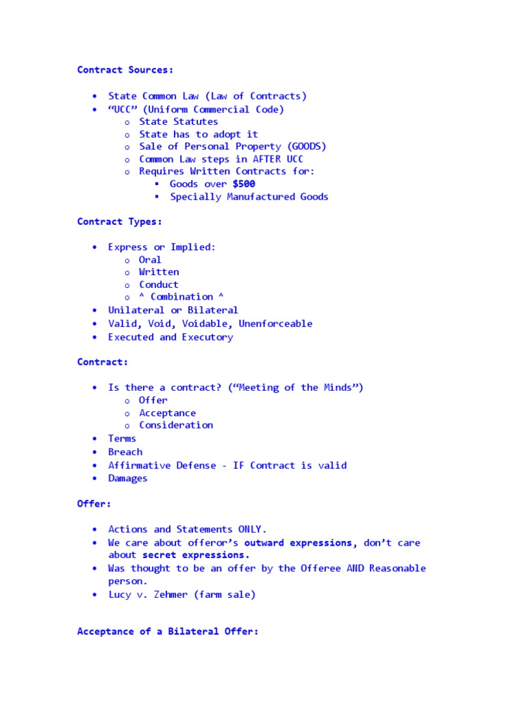 An Overview of Contract Formation, Interpretation, and Remedies Under ...