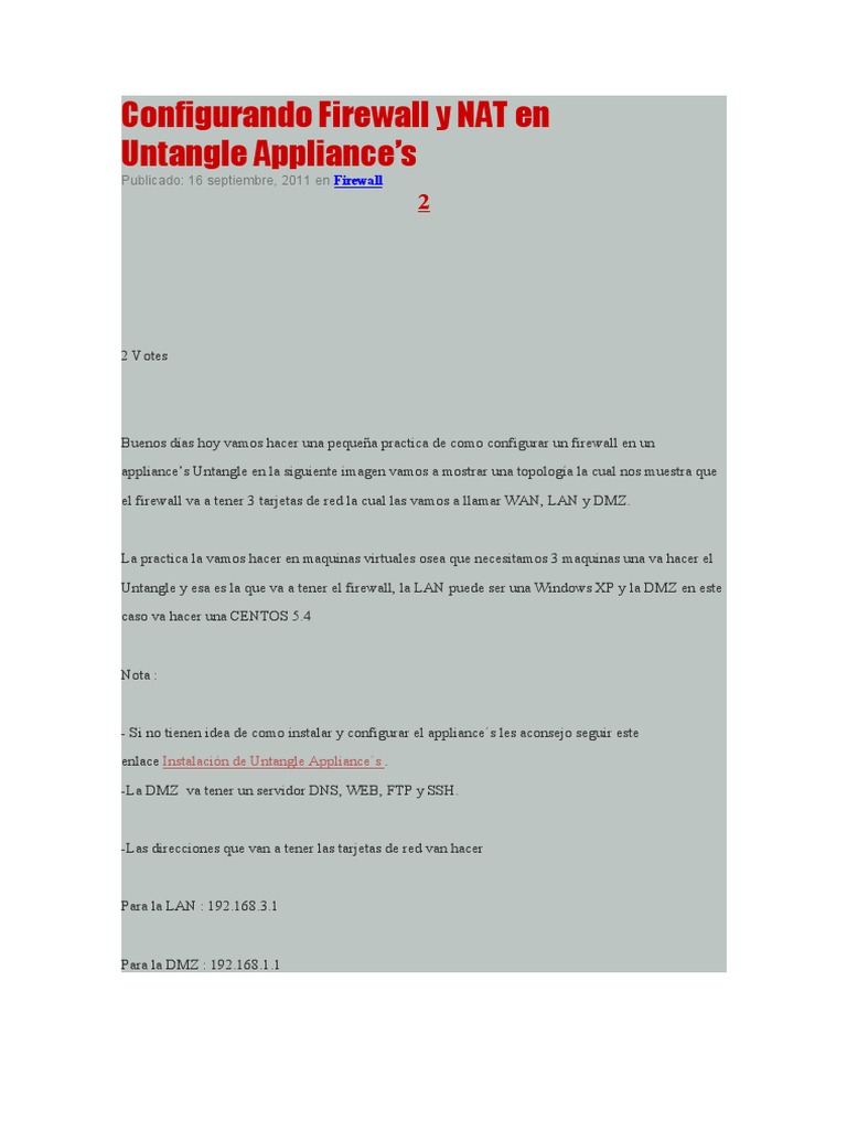 Configurando Firewall y NAT en Untangle | PDF | Cortafuegos ...