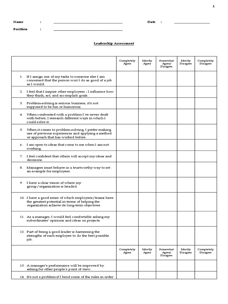Leadership Skills Self-Assessment Tool | PDF | Leadership | Motivation
