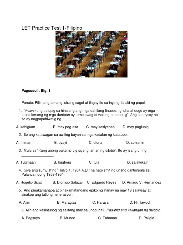 LET Filipino Practice Test | PDF