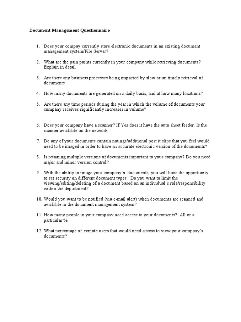 DMS Questionnaire | PDF