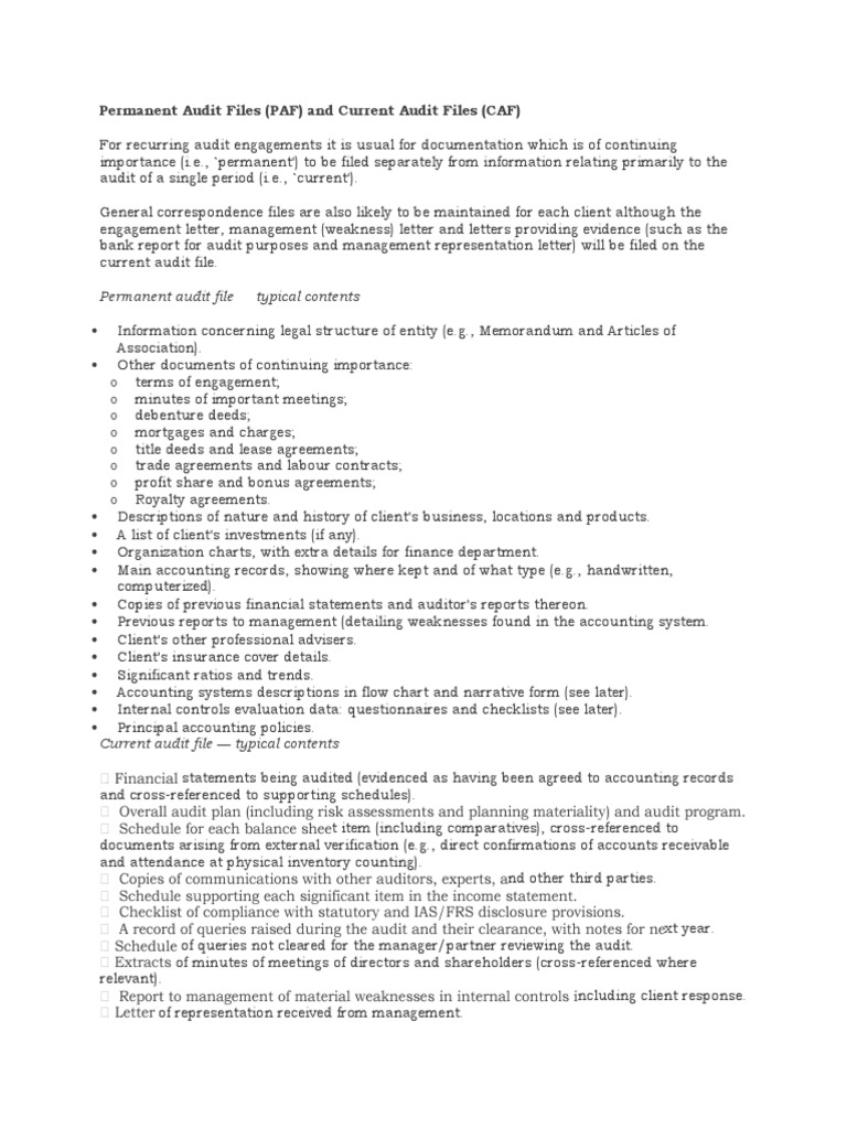 Audit File Types: Permanent vs. Current | PDF | Audit | Auditor's Report