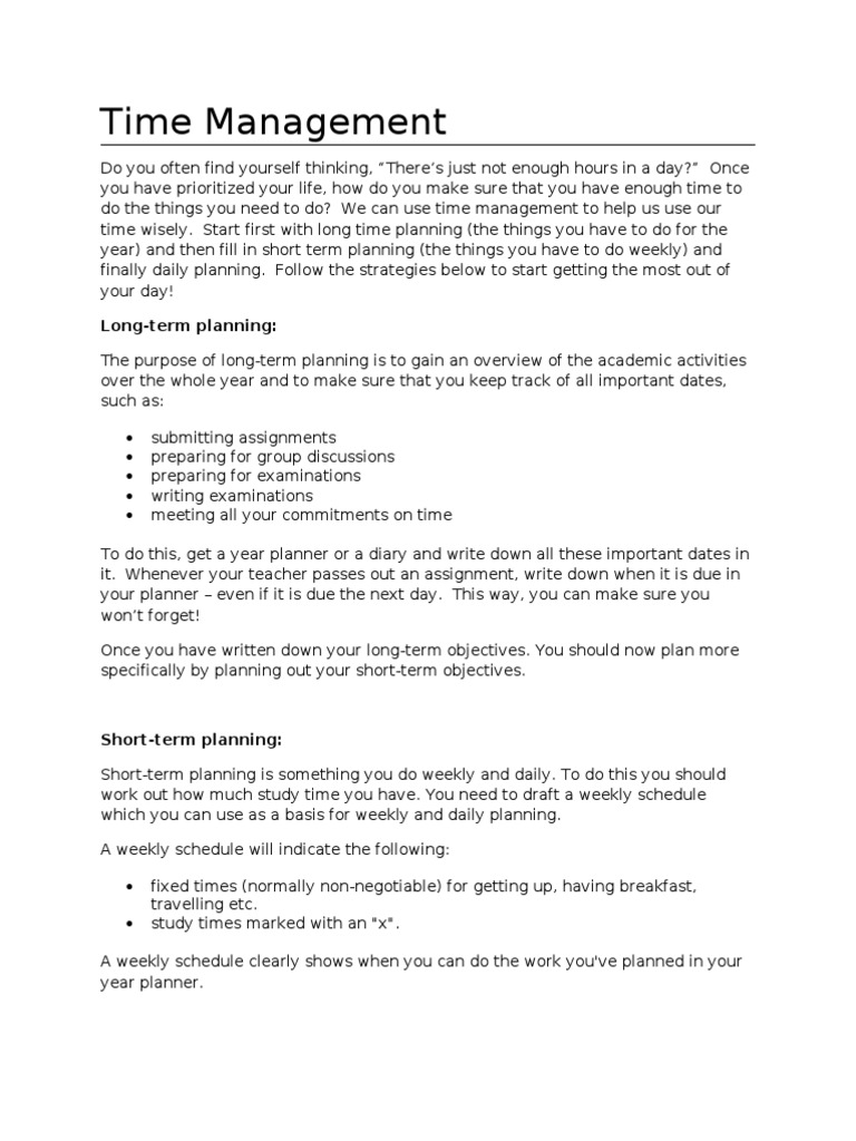 Time Management | PDF | Time Management | Professional Skills