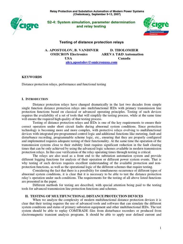 Testing of Distance Protection Relays | PDF | Relay | Signal ...