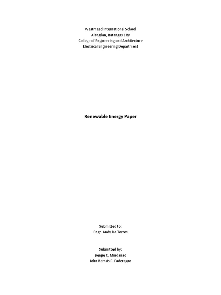 Renewable Energy Paper | PDF | Renewable Energy | Hydroelectricity