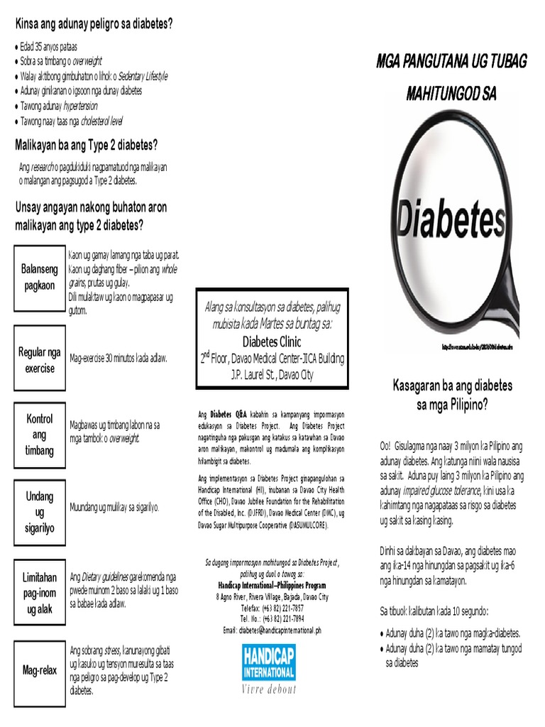 Diabetes Q&A (Bisaya) | PDF