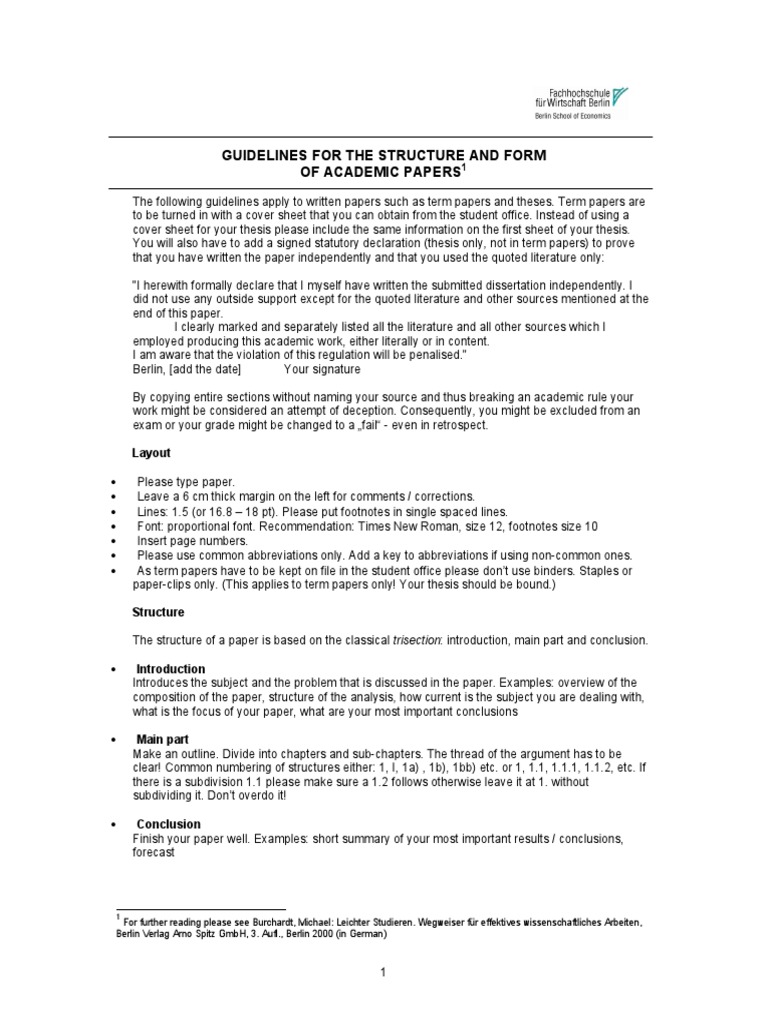 Guidelines For The Structure and Form of Academic Papers | PDF | Thesis ...