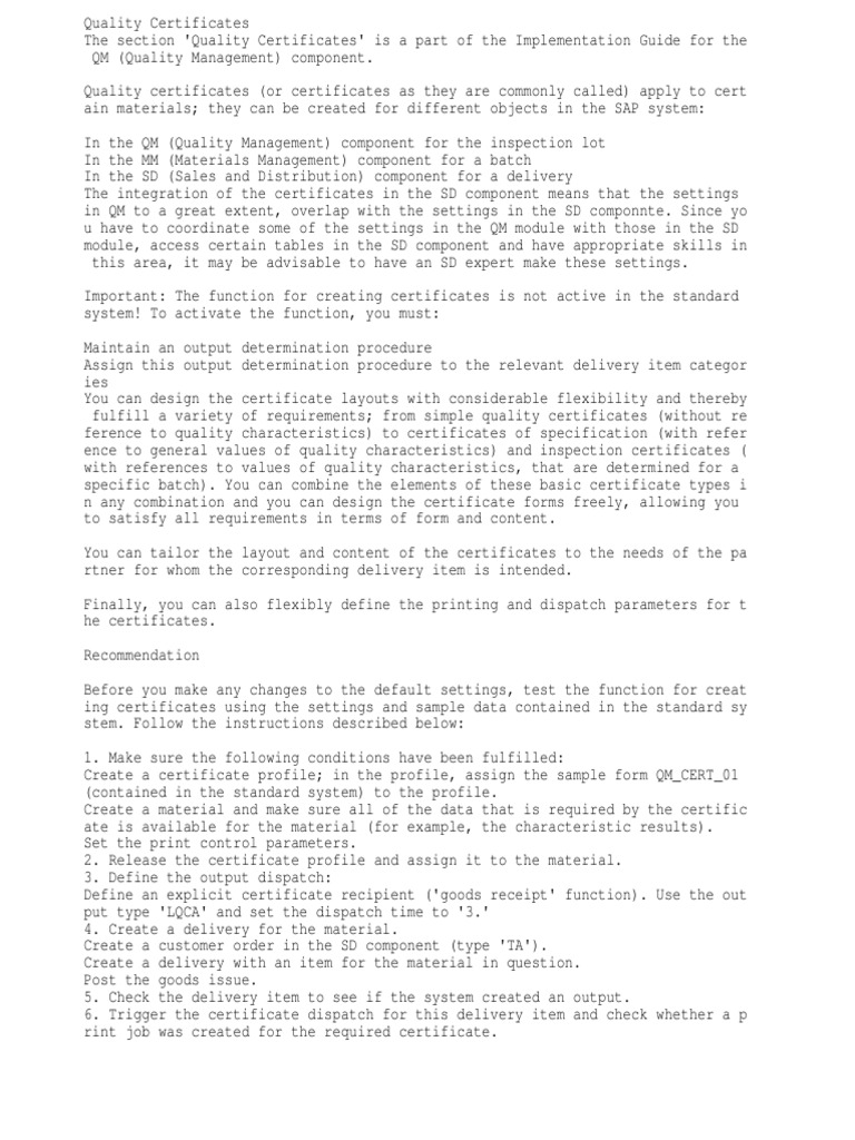 SAP-QM CoA | PDF | Subroutine | Parameter (Computer Programming)