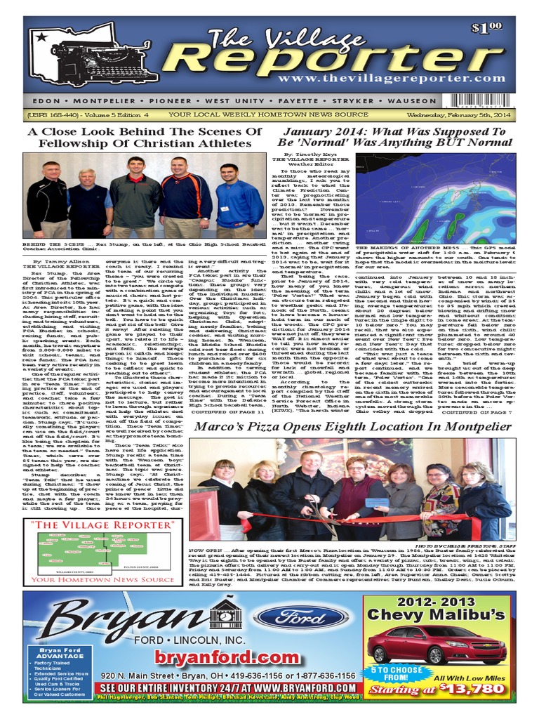 The Village Reporter - February 5th, 2014 | Newspapers | Snow