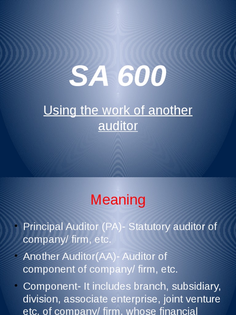 Sa 600 | PDF | Audit | Business