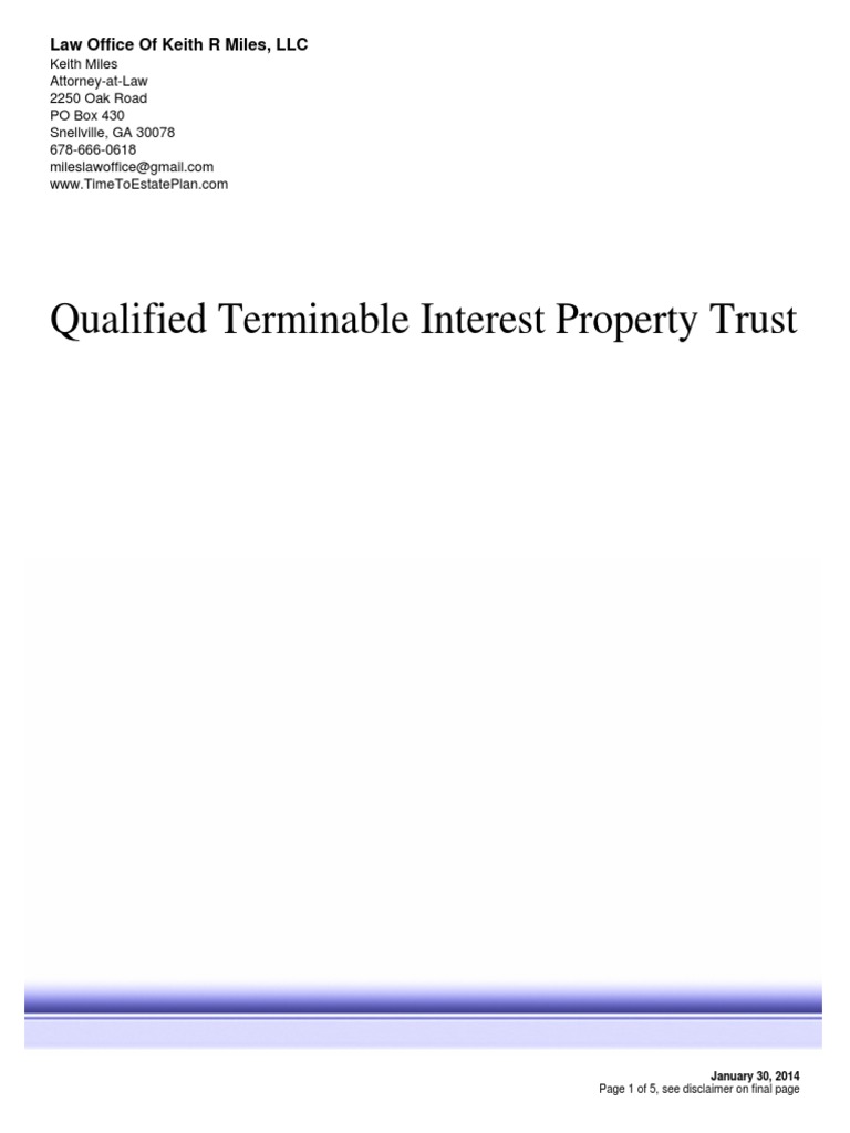 Qualified Terminable Interest Property Qtip Trust | PDF | Trust Law ...