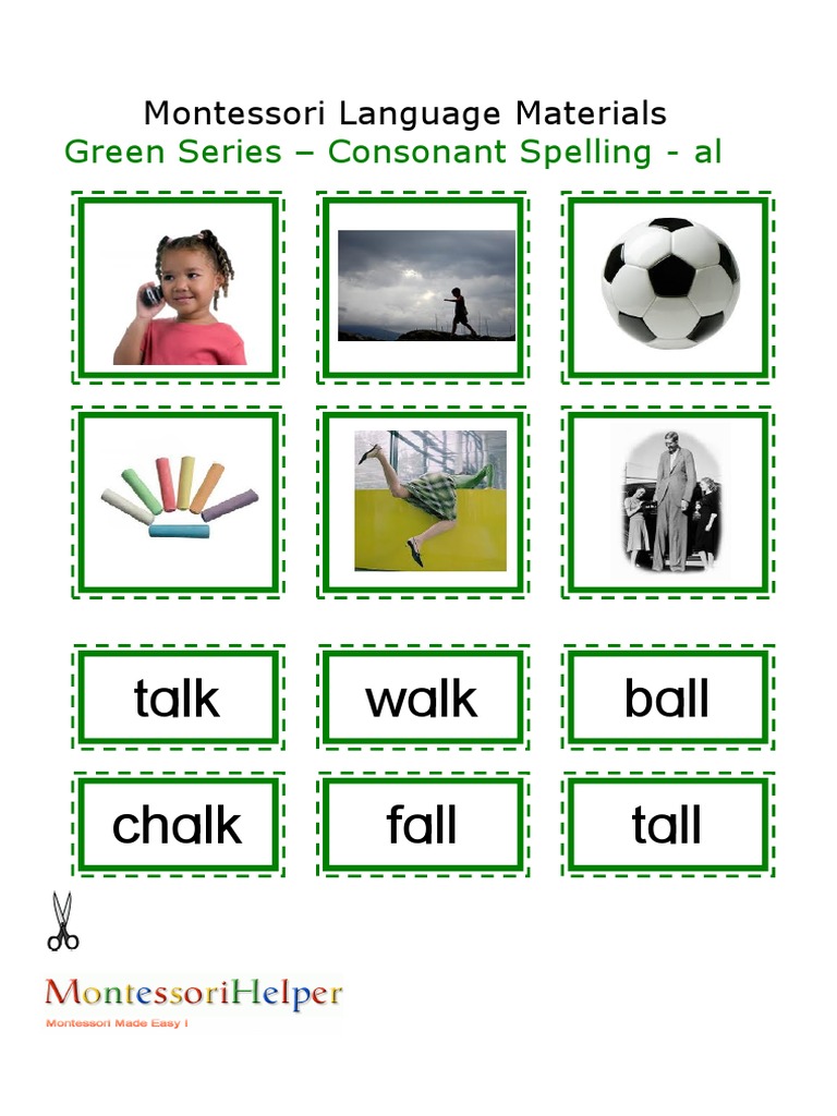 Montessori Language Materials Green Consonant AL Age 3 To 6 | PDF