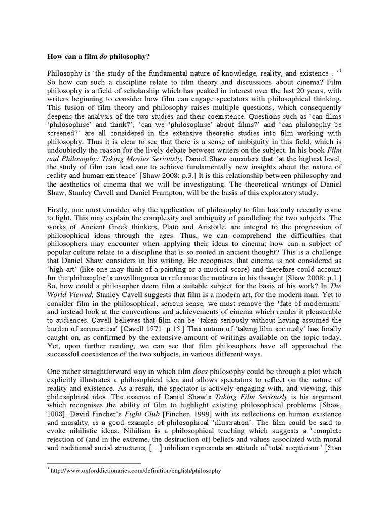 How Can A Film Do Philosophy? | PDF | Nihilism | Reality