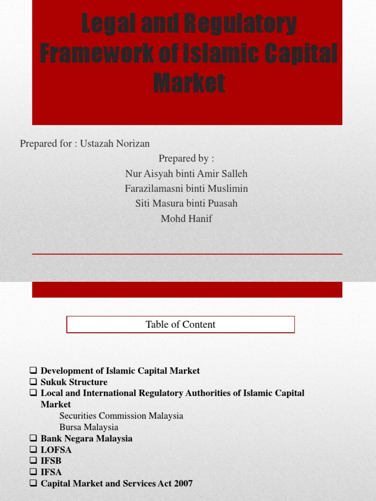 Legal and Regulatory Framework of Islamic Capital Market | Download ...