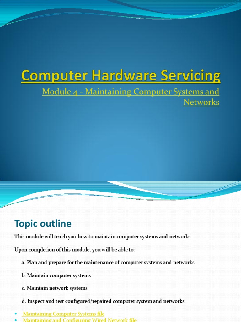 CHS Module 4 - Maintaining Computer Systems and Networks | Download Free PDF | Ip Address ...