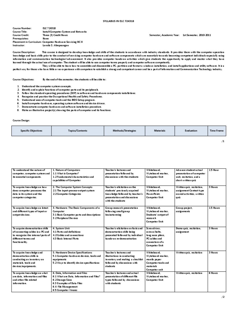 ELC724318 - Install Computer System and Networks | PDF | Bios | Operating System