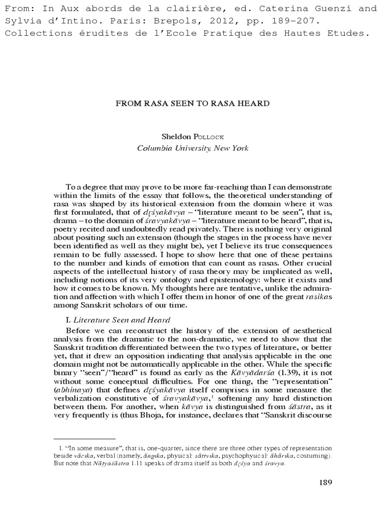 From Rasa Seen To Rasa Heard | PDF | Emotions | Aesthetics