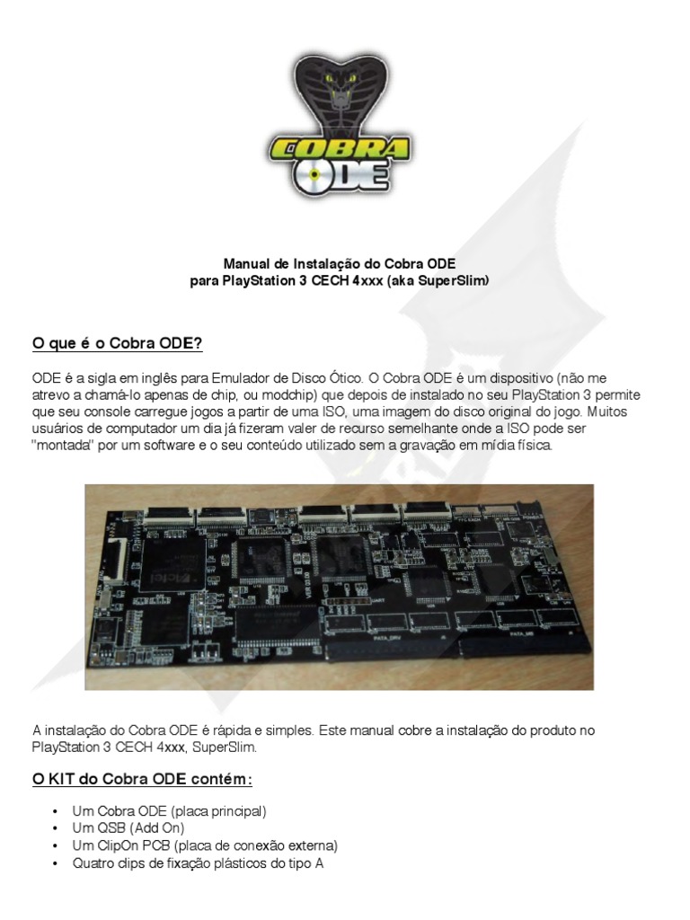 Manual de Instalação Do Cobra ODE - PS3 SuperSlim - CECH 4xxx Rev 1.1 ...