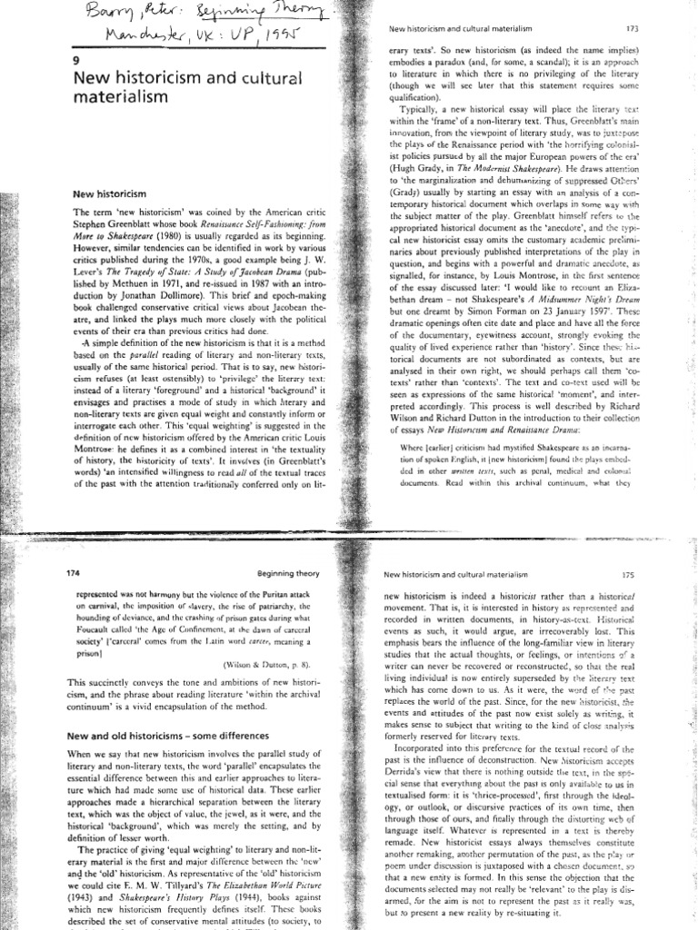 New Historicism vs. Old Historicism | PDF | Classics