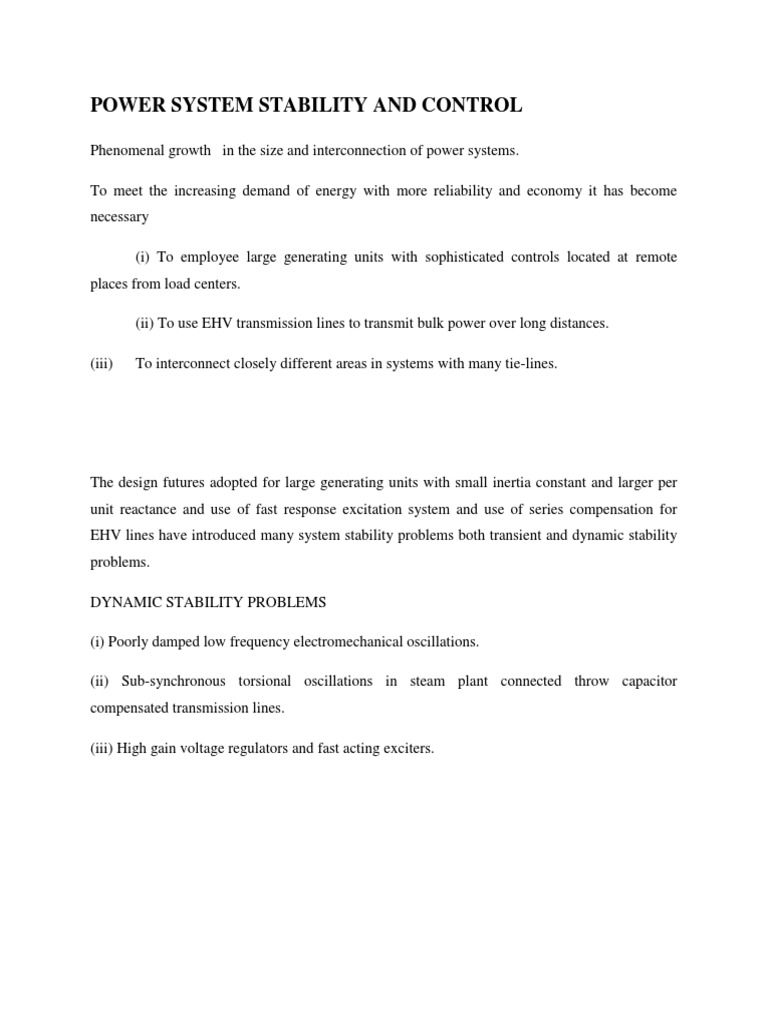 Power System Stability and Control | Download Free PDF | Control Theory ...