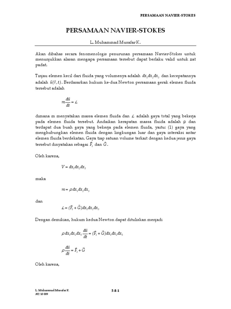 5-8. Persamaan Navier Stokes | PDF