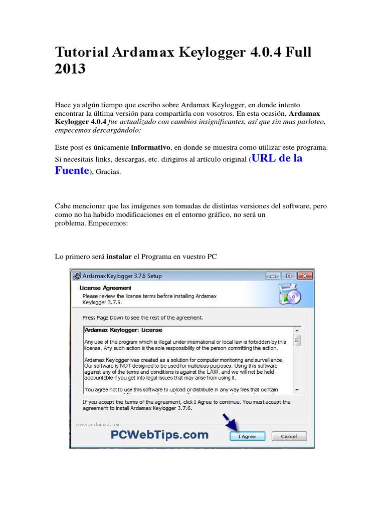 Tutorial Ardamax Keylogger 4 | PDF | Virus de computadora | ciberespacio